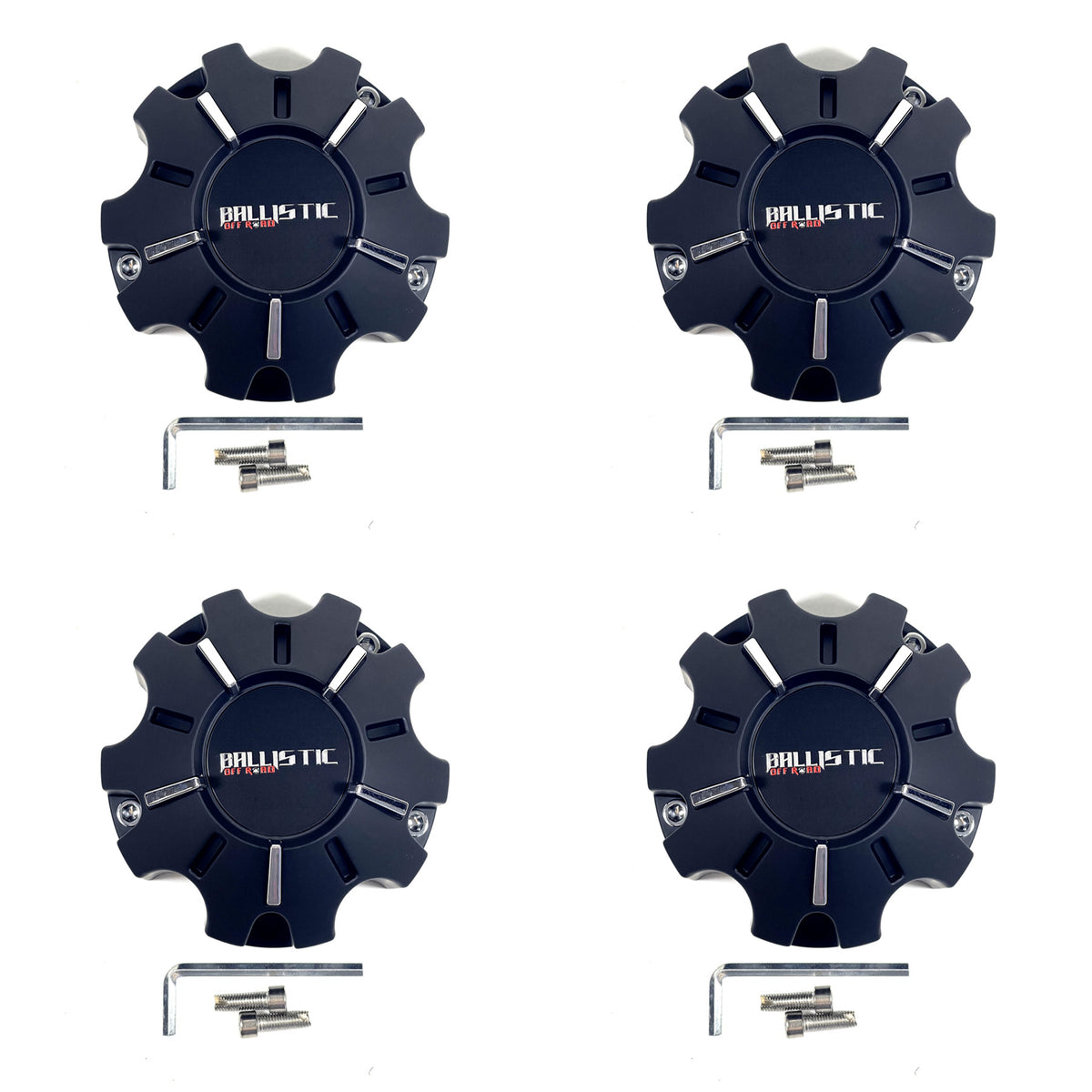 Ballistic Off-Road Wheel Center Cap Matte Black WX-10-CAP (4 CAPS) + S ...