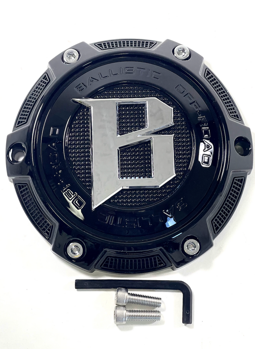 Ballistic Off-Road Gloss Black / Chrome Logo Wheel Center Cap (4 CAPS ...