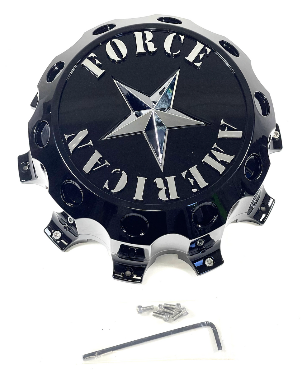 American Force 10 Lug Dually Rear Wheel Center Cap Gloss Black AFX321B ...