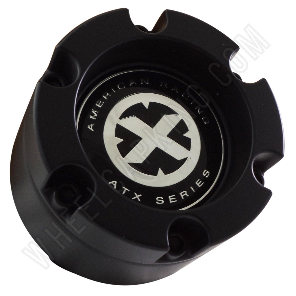 American Racing ATX Series Flat Black Custom Wheel Center Caps Set of ...