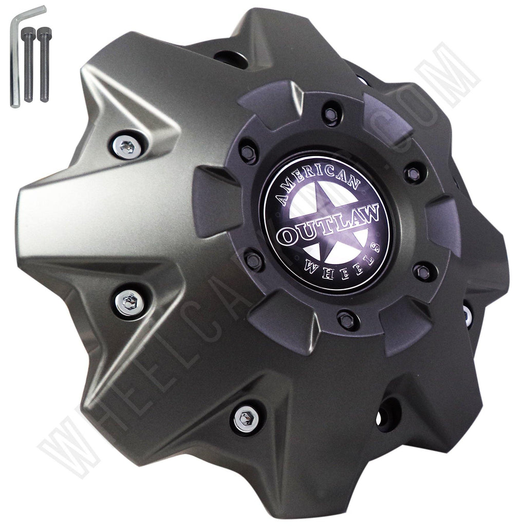 American Outlaw Wheels Gun Metal Grey Custom Wheel Center Caps # BC-84 ...