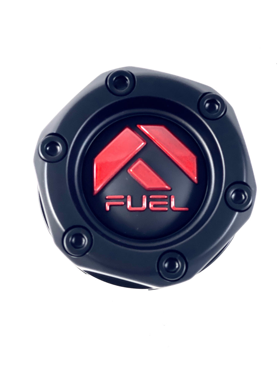 Fuel Off-Road Matte Black Wheel Center Hub Cap Gloss Red Logo # 1003-4 ...